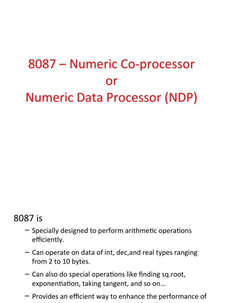 8087 - Numeric Co-Processor or Numeric Data Processor (NDP) | PDF ...