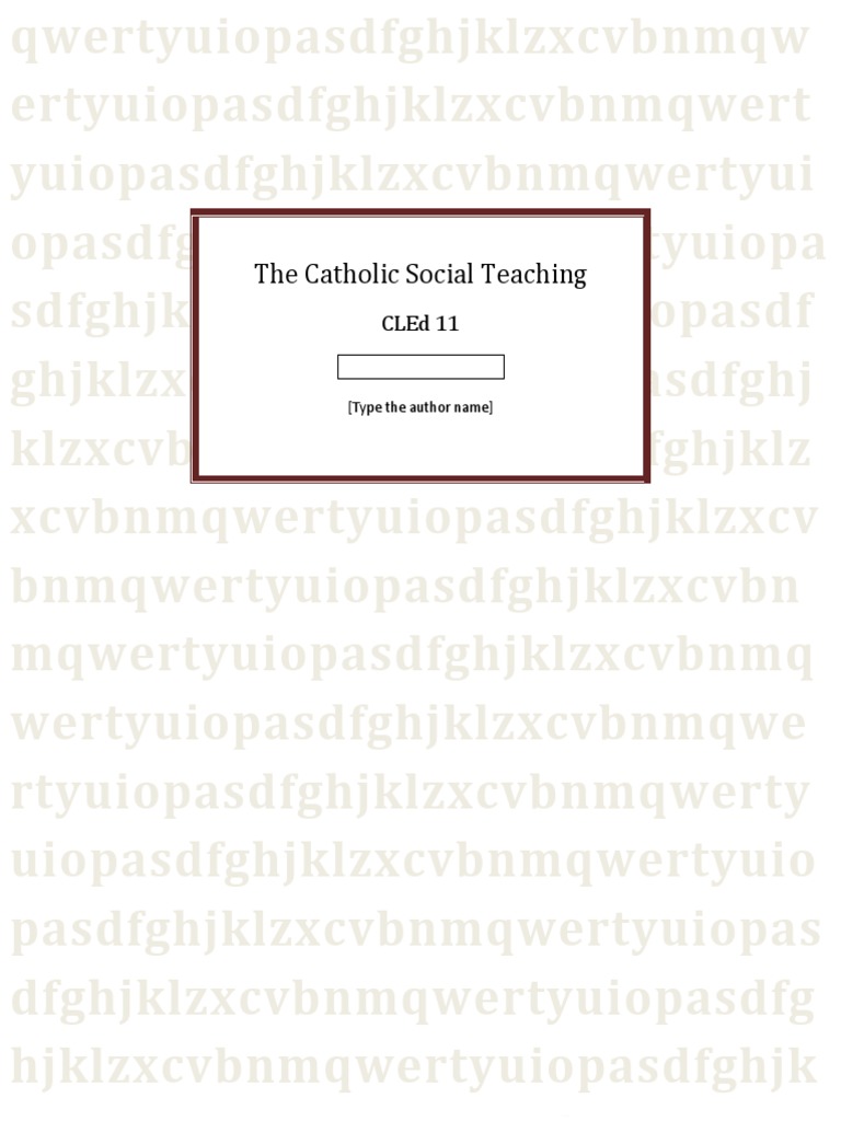 The Catholic Social Teaching | PDF | Catholic Social Teaching ...