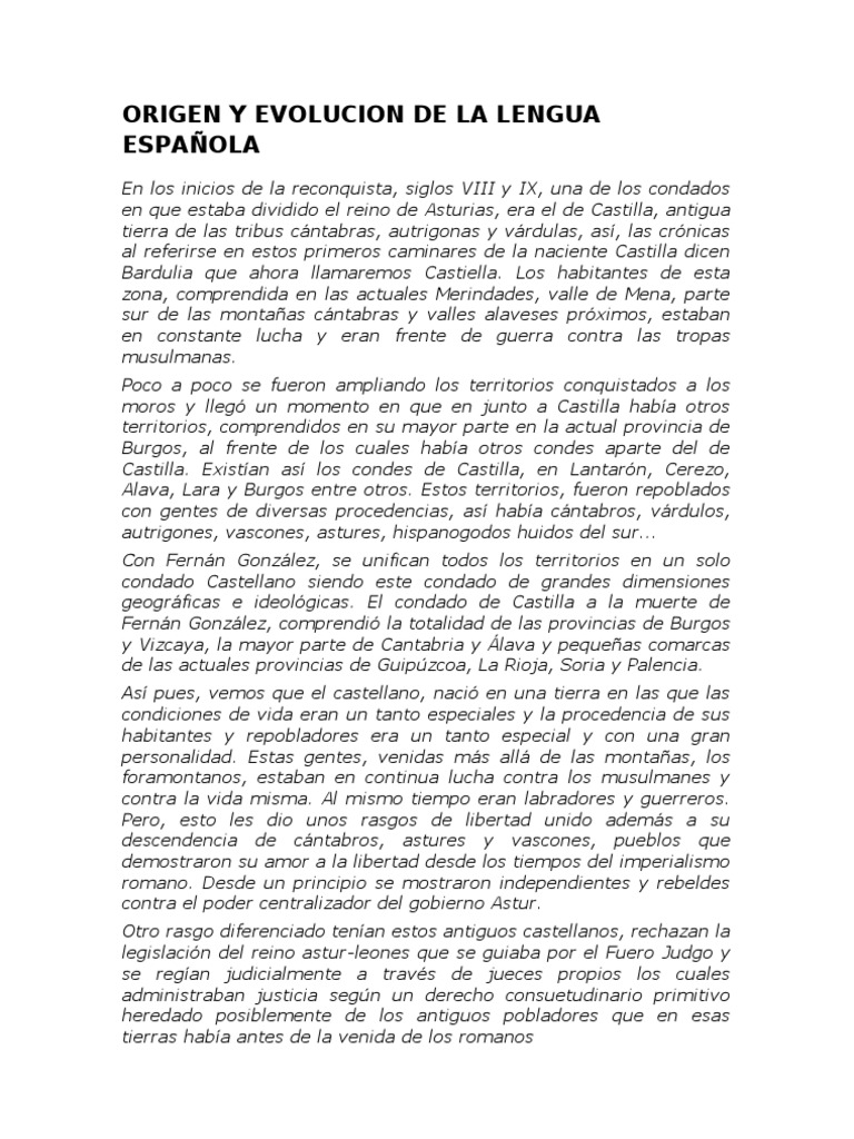 Origen y Evolucion de La Lengua Española | PDF | Lengua española | latín