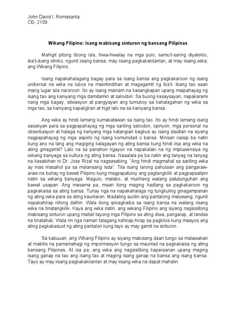 Wikang Filipino | PDF