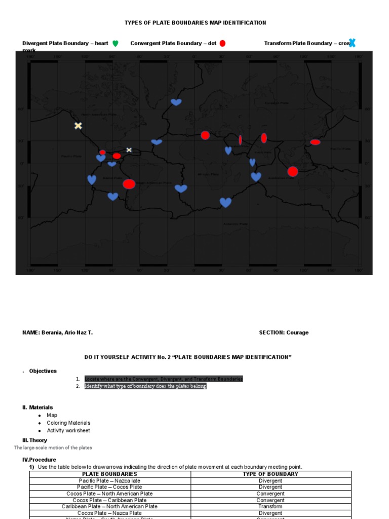 Plate Boundaries Map Activity | PDF | Plate Tectonics | Geology