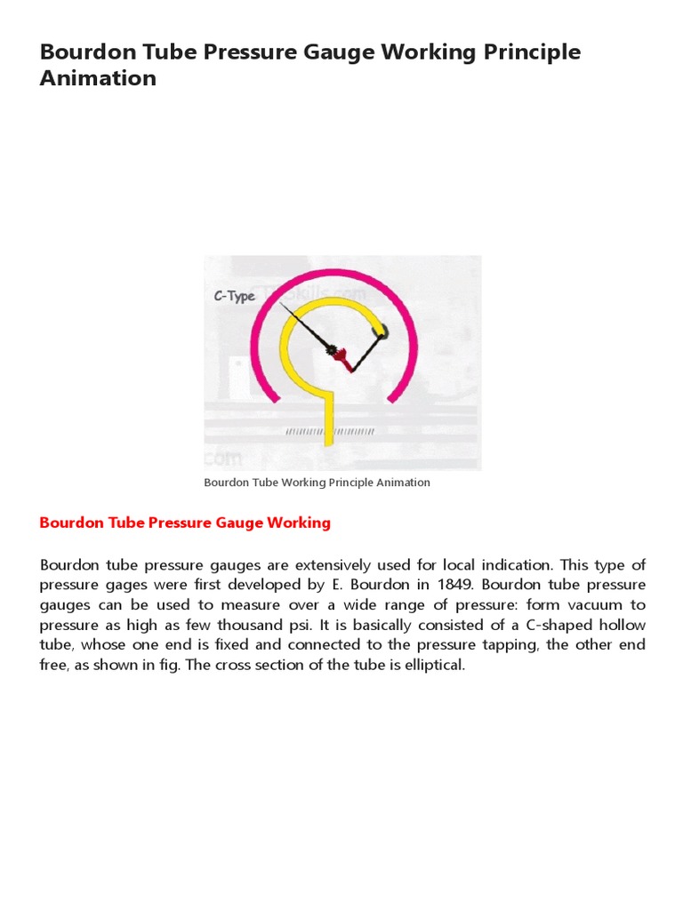 Bourdon Tube Pressure Gauge Explained | PDF