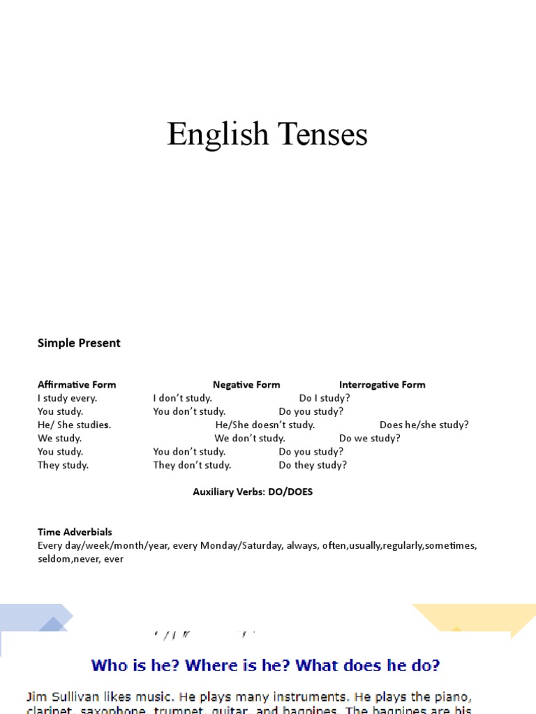 English Tenses Summary | PDF | Grammatical Tense | English Language