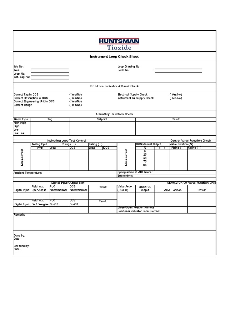 Instrument Calibration Checklist | PDF | Calibration | Programmable Logic Controller