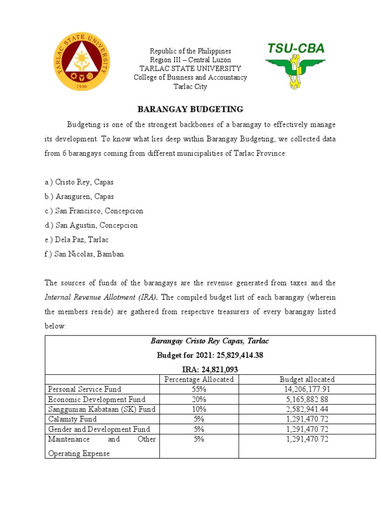 Group 1 Barangay Budgeting Final | PDF | Government Finances | Policy
