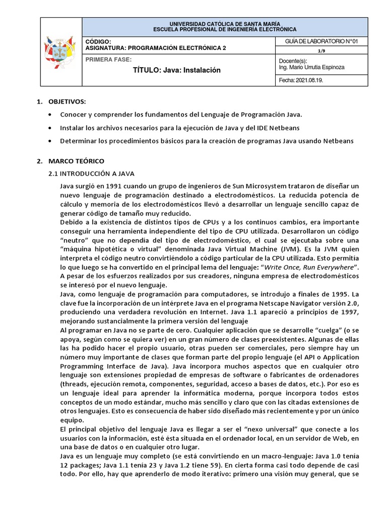 Guia 1 - Instalación Java | Descargar gratis PDF | Java (lenguaje de ...