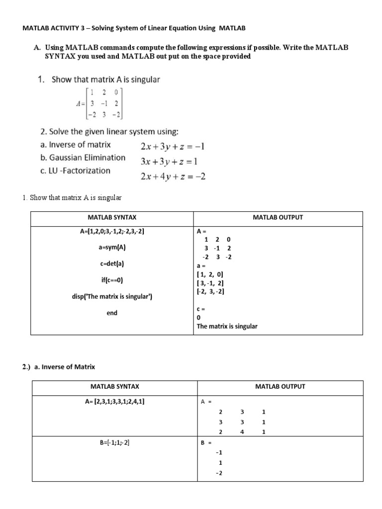 Show That Matrix A Is Singular | PDF | Linear Algebra | Matrix Theory