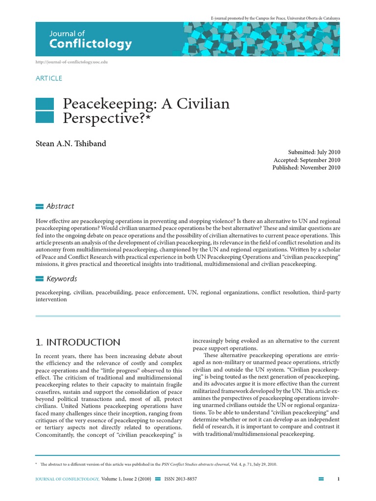 Peacekeeping: A Civilian Perspective?: Stean A.N. Tshiband | PDF ...