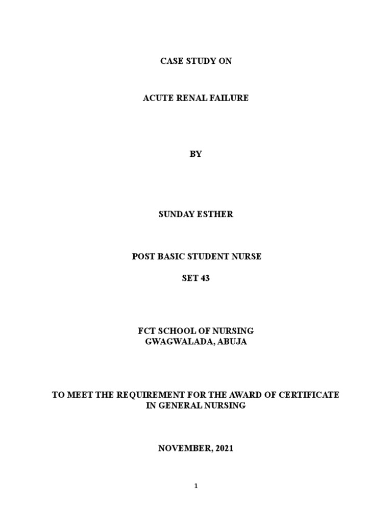 CASE STUDY ON ACUTE Renal Failure | PDF | Kidney | Anatomy