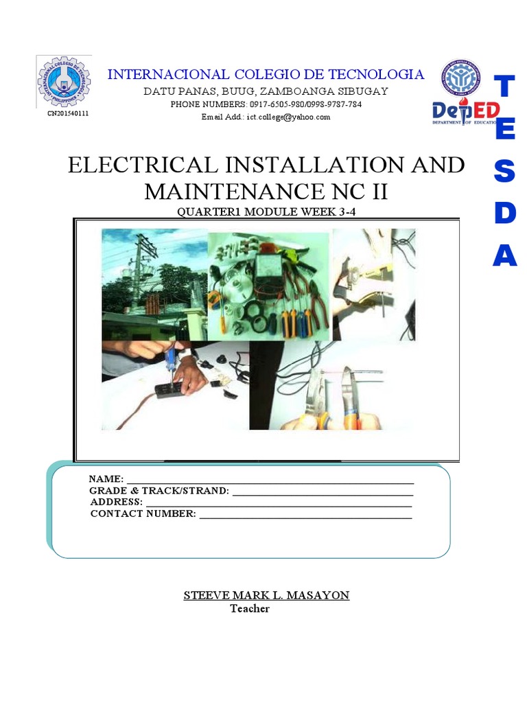 T E S D A: Electrical Installation and Maintenance NC Ii | PDF ...