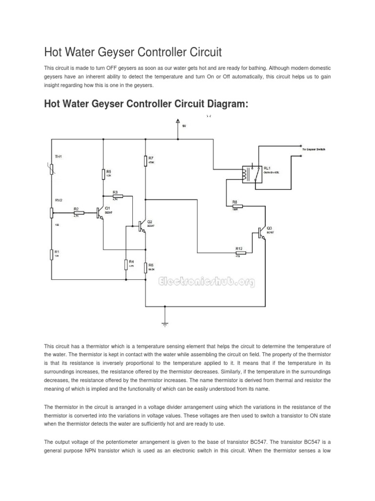 Hot Water Geyser Controller Circuit - 2 | PDF | Electrical Network | Relay