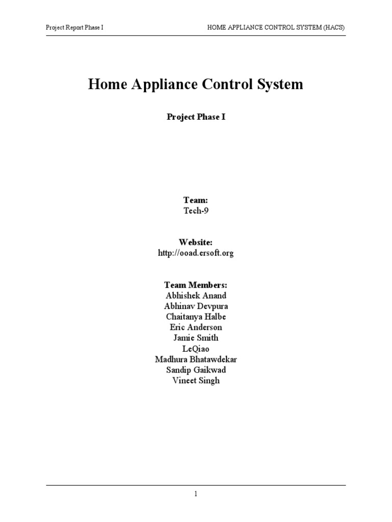 Home Appliance Control System: Project Phase I | PDF | Use Case ...