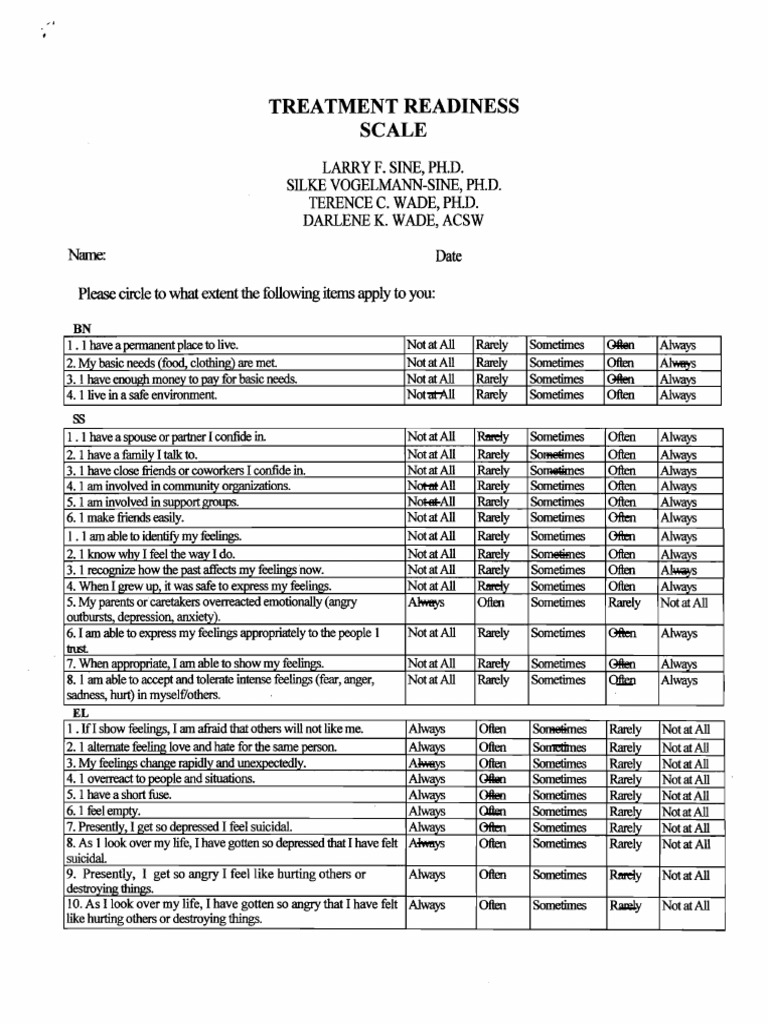 TX Readiness Scale | PDF | Clinical Medicine | Applied Psychology