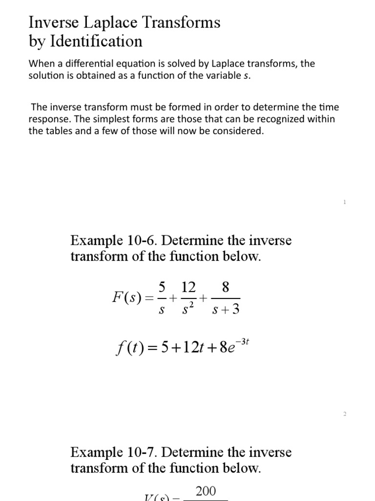 Inverse Laplace Transform Techniques | PDF | Elementary Mathematics ...