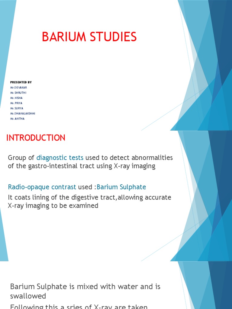 Barium Studies: Presented by | PDF | Digestive System | Digestive Diseases