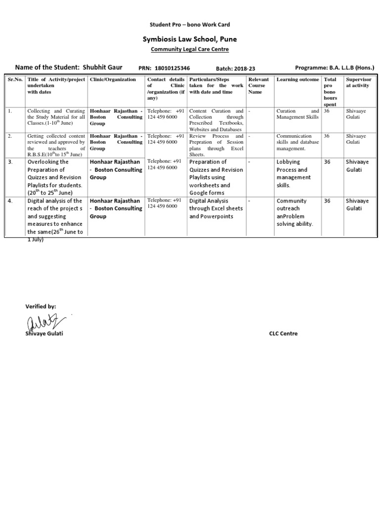 Student Pro Bono Work Summary | PDF | Learning | Cognition