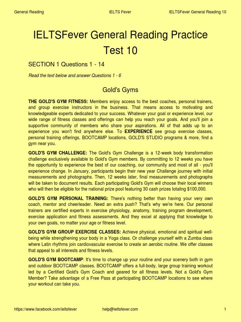 Gold's Gym Reading Comprehension Answers | PDF | Antarctica | Sea Ice