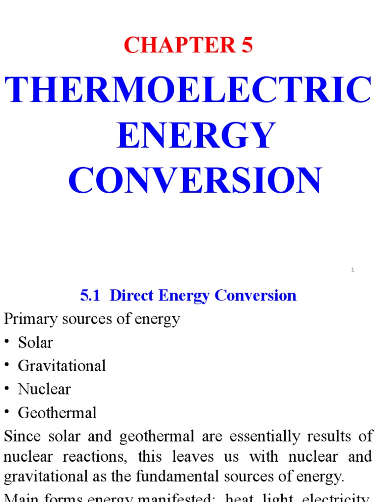 Thermoelectric Energy Conversion Explained | PDF | Nature | Electricity