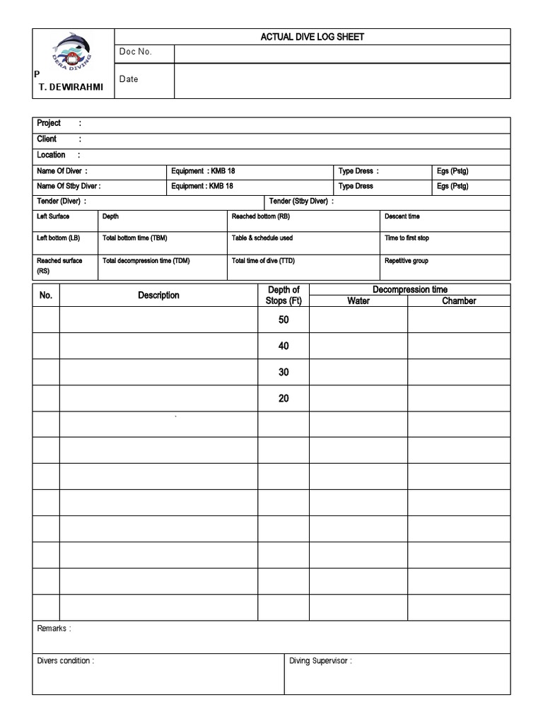 Dive Log Sheet Template | PDF