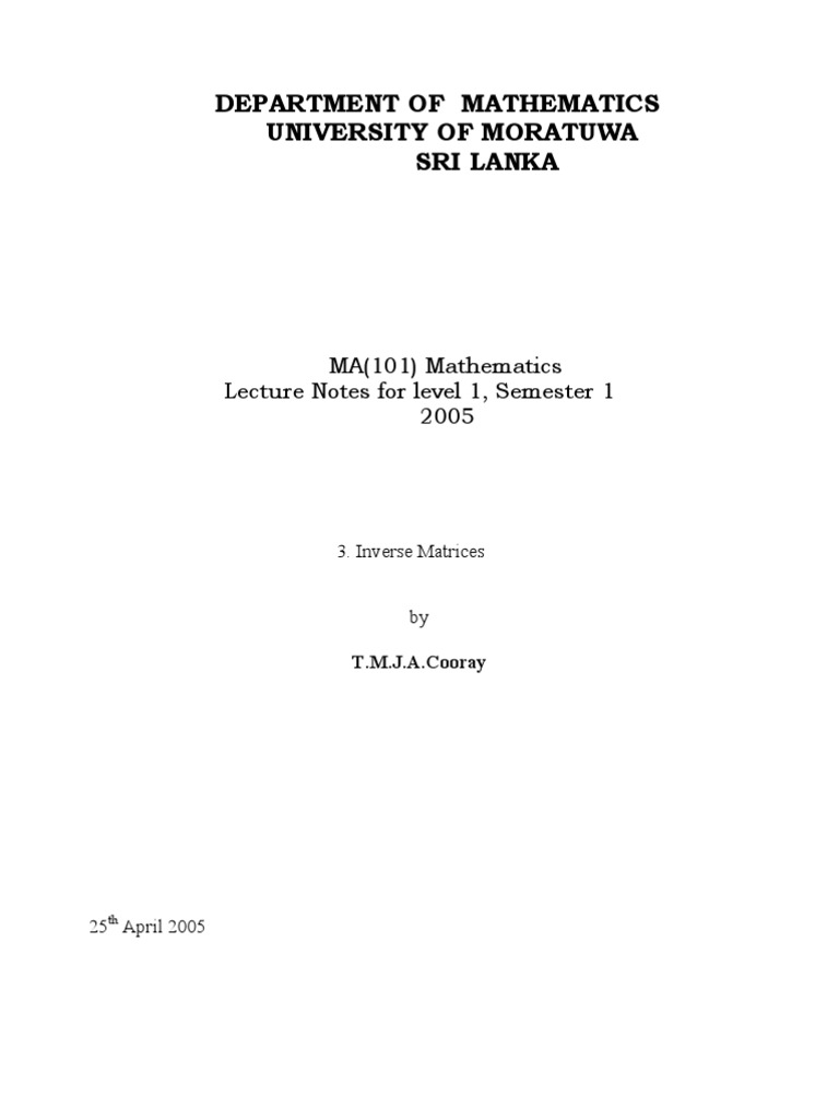 Lecture 3 | PDF | Matrix (Mathematics) | Functions And Mappings