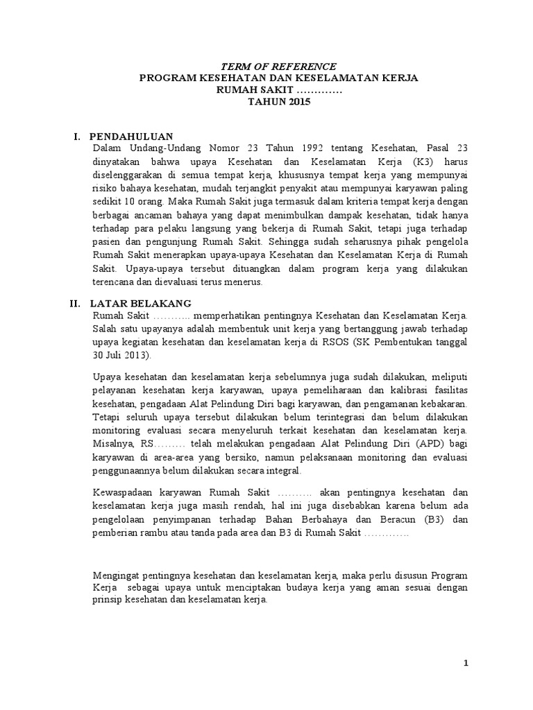 Contoh PROGRAM KERJA K3RS | PDF