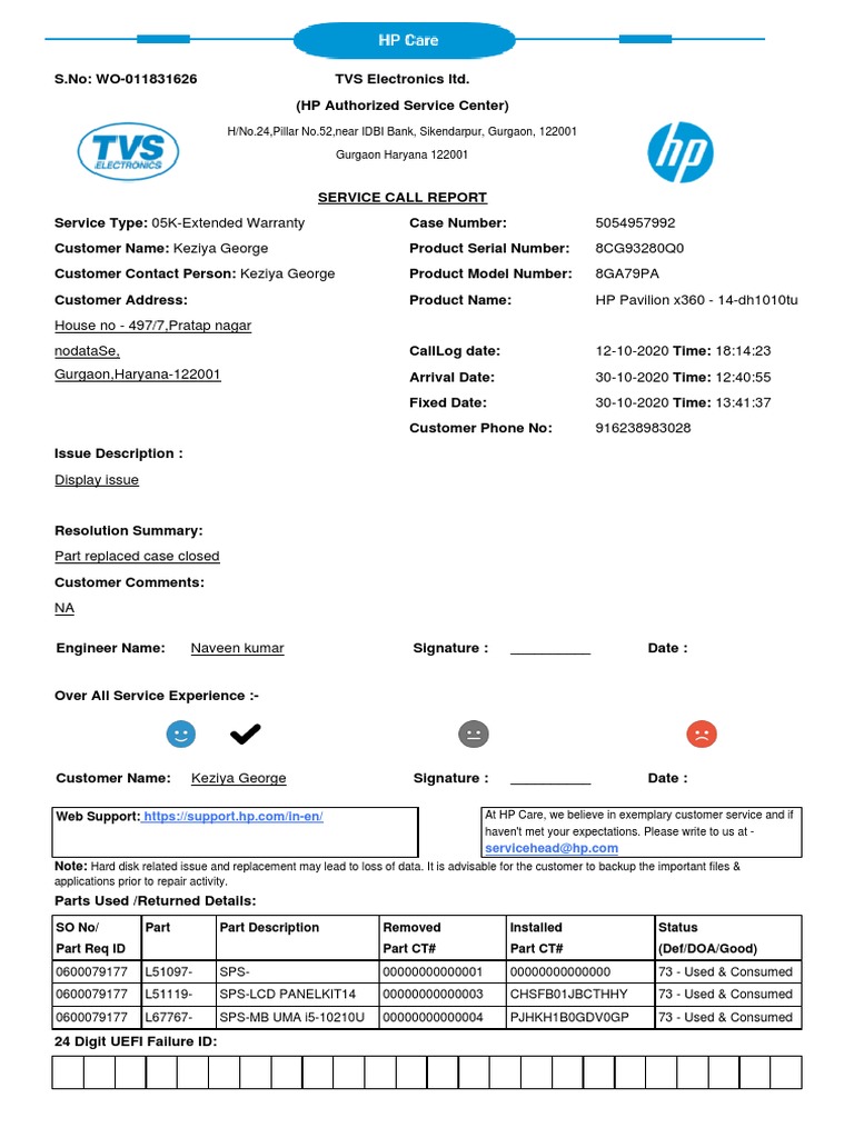 Laptop's Service Report | PDF | Contractual Term | Computing