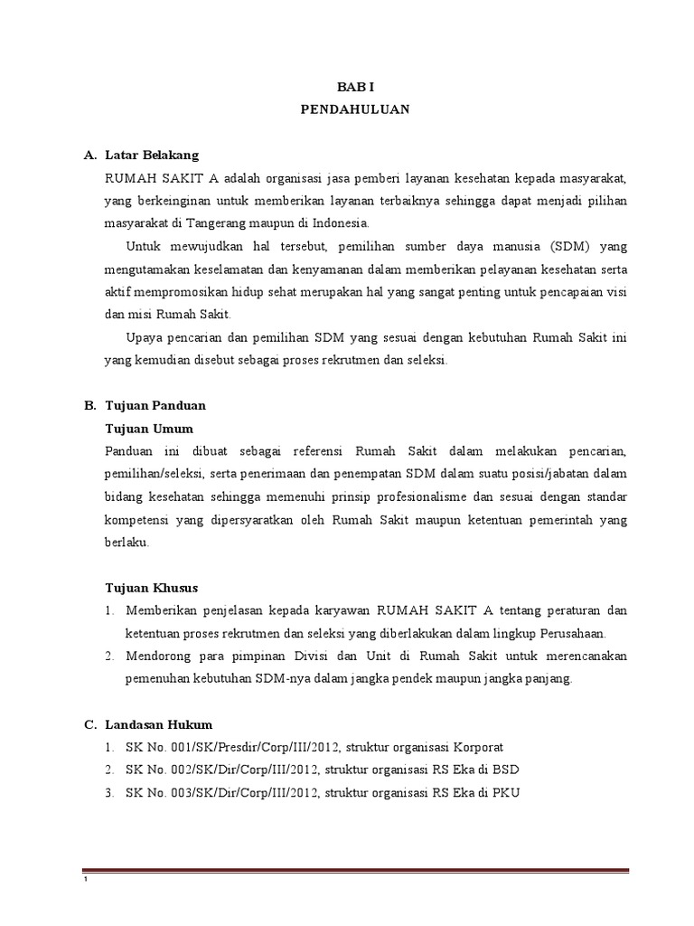 Panduan Seleksi & Rekrutmen Rev 01 | PDF