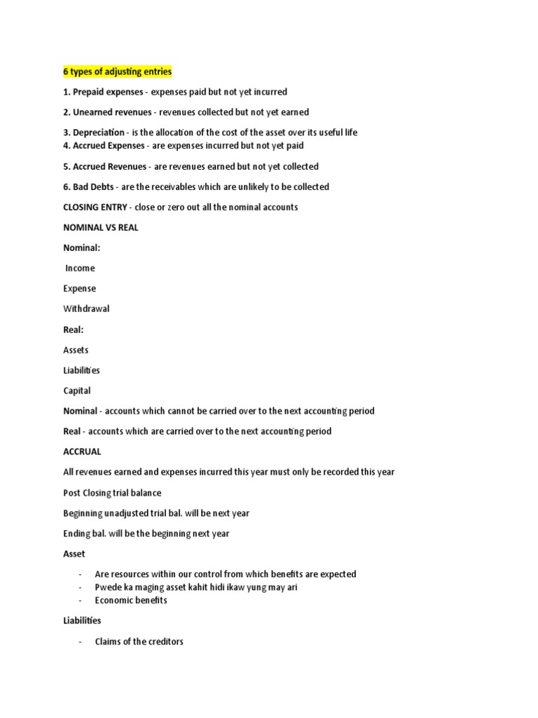 6 Types of Adjusting Entries | PDF | Expense | Debits And Credits