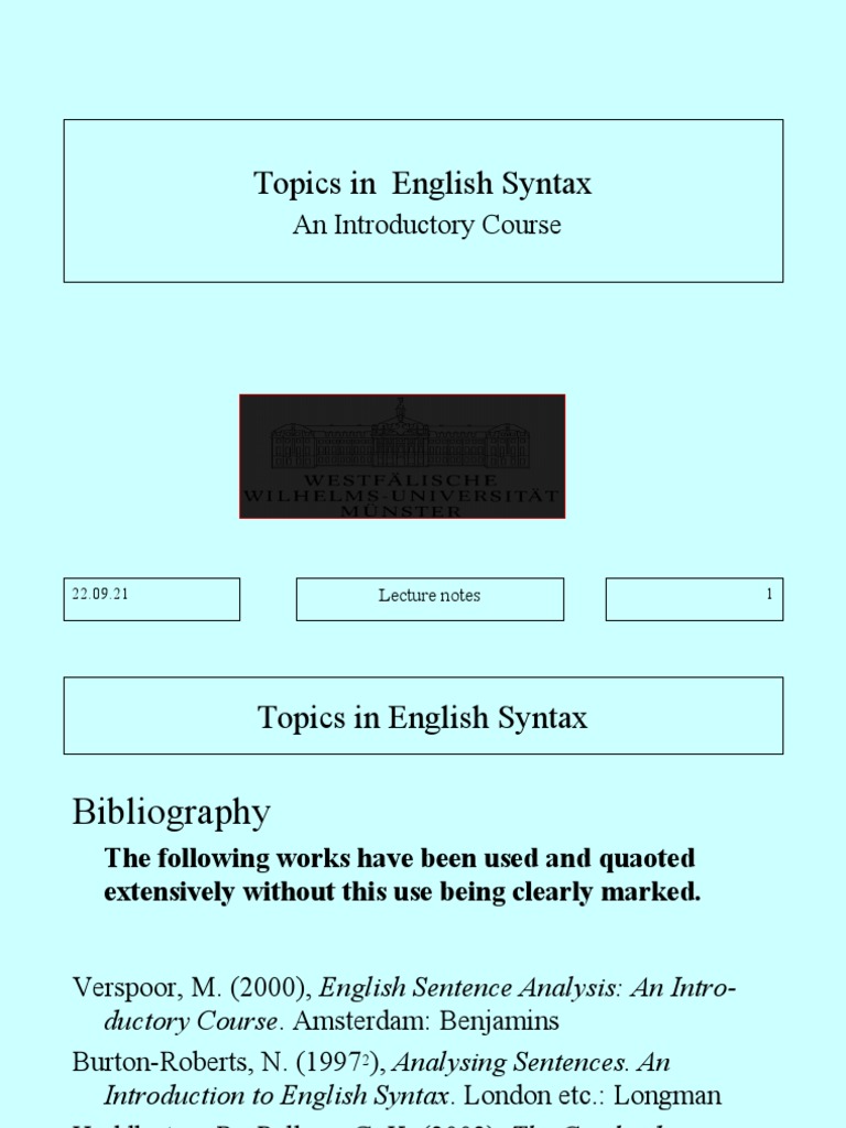 Topics in English Syntax | PDF | Verb | Clause