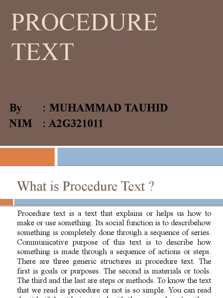 Understanding Procedure Texts Explained | PDF