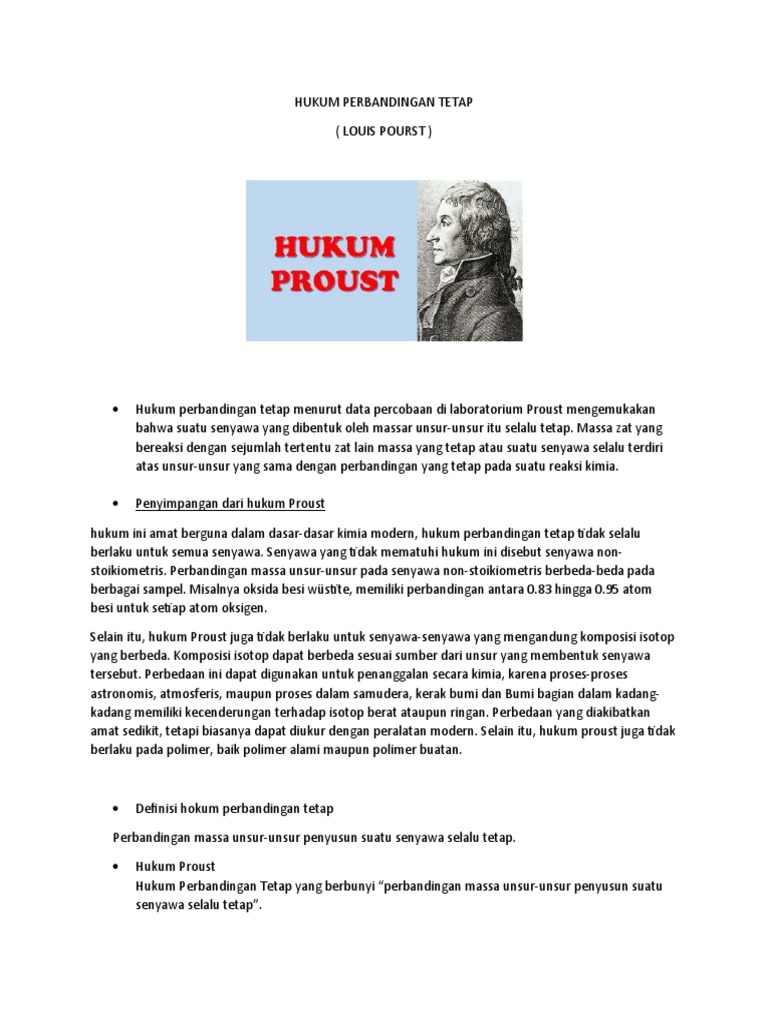 Hukum Perbandingan Tetap Proust Kel - Kimdas | PDF