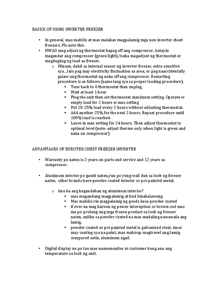 INVERTER FREEZER CHEAT SHEET Epc | PDF | Refrigerator | Engineering ...