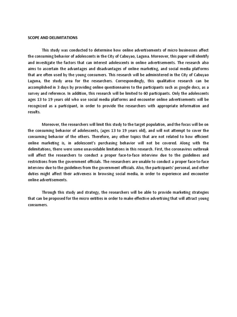 Scope and Delimitations | PDF