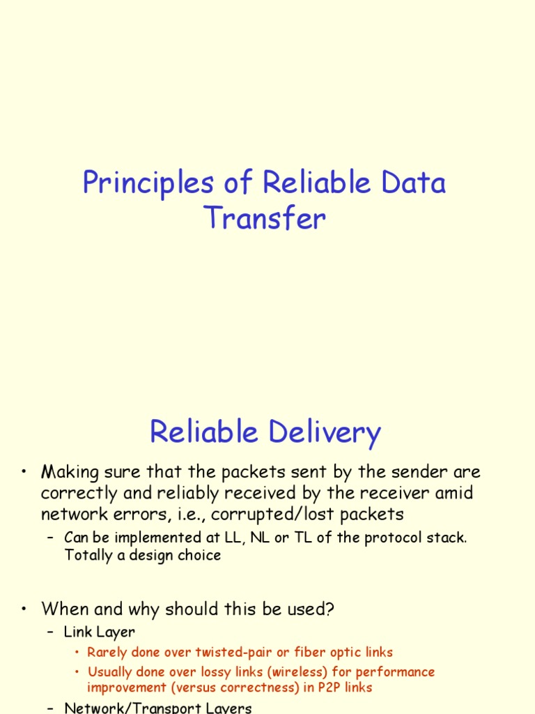 Principles of Reliable Data Transfer | PDF | Transmission Control ...