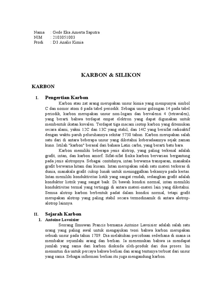Karbon: Unsur, Sifat, dan Alotropnya | PDF