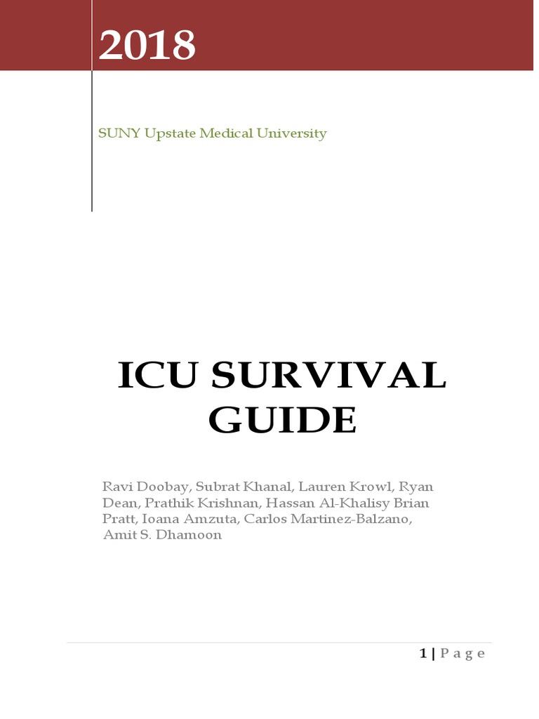 Icu Survival Guide: SUNY Upstate Medical University | PDF | Shock ...