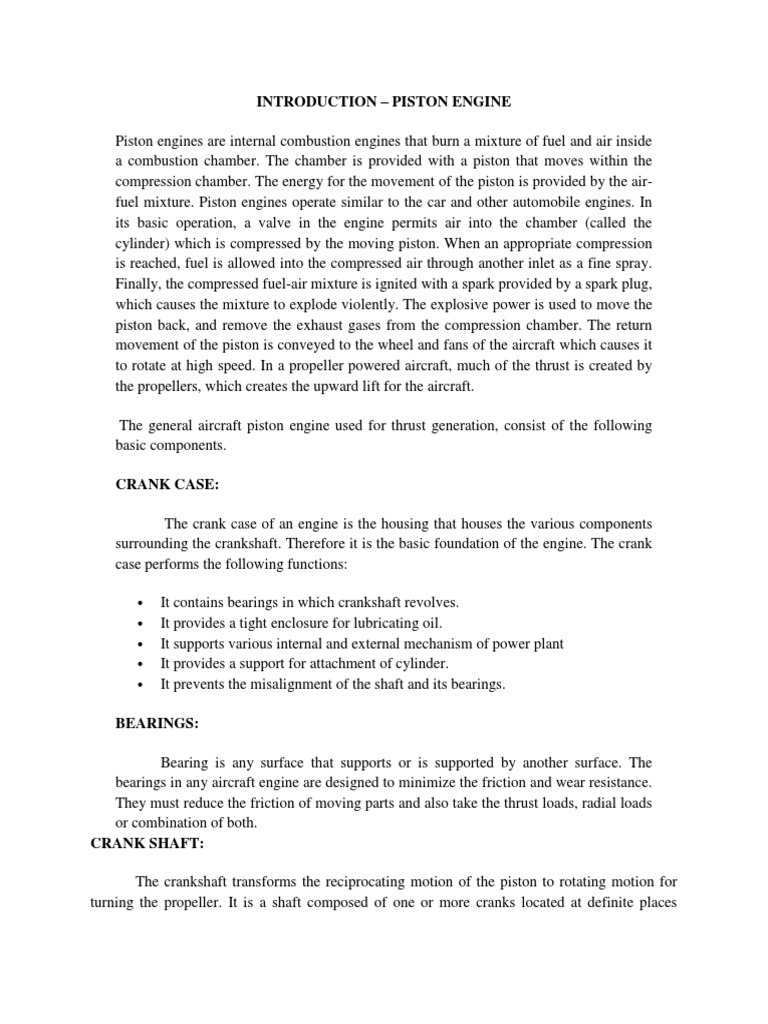 Introduction - Piston Engine | PDF | Internal Combustion Engine | Piston