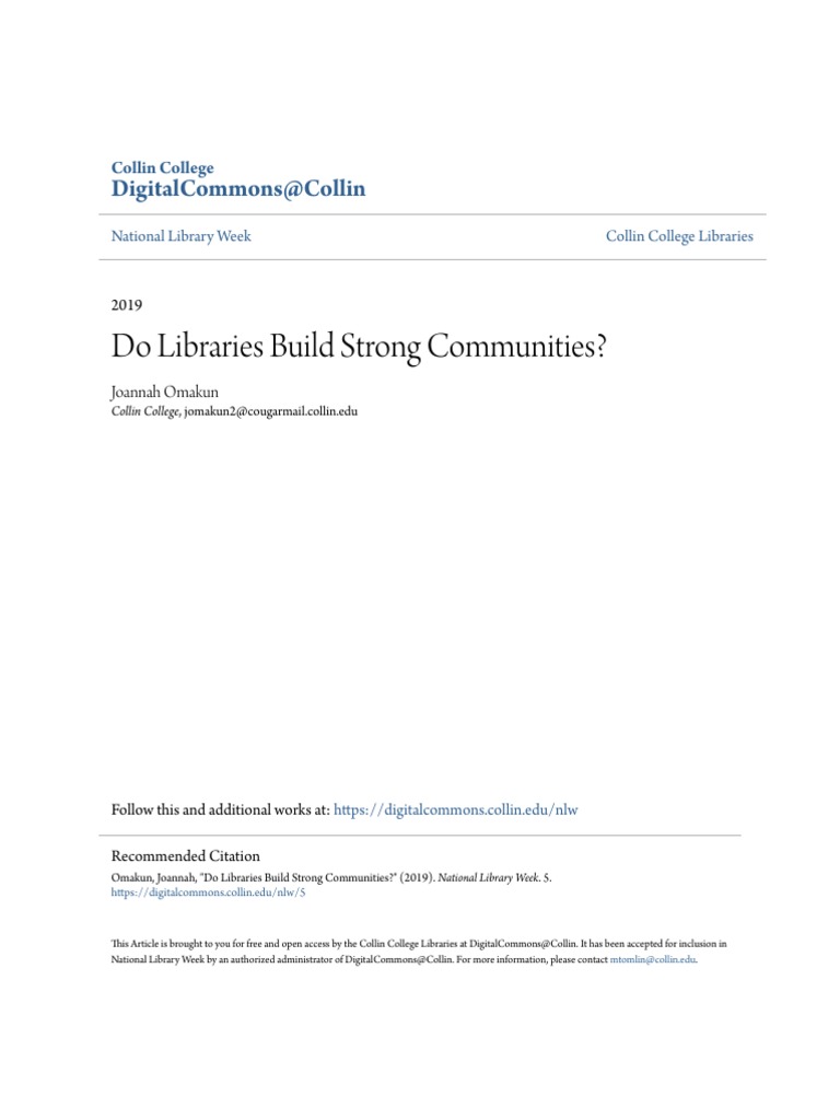 Do Libraries Build Strong Communities | PDF | Libraries | Literacy