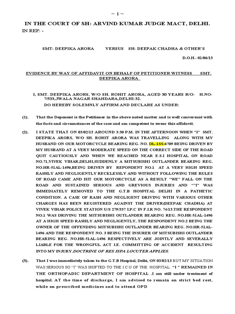 In The Court of SH: Arvind Kumar Judge Mact, Delhi.: Doctrine of Res ...