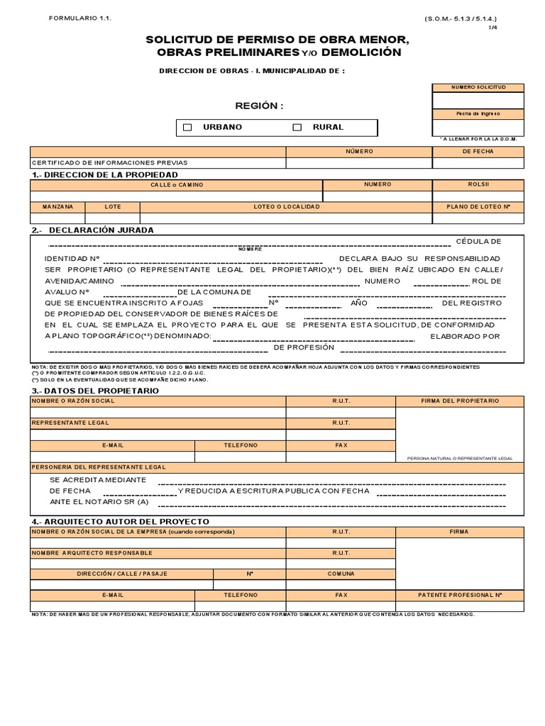Solicitud de Permiso de Obra Menor, Obras Preliminares Y - o Demolición | PDF | Arquitecto ...