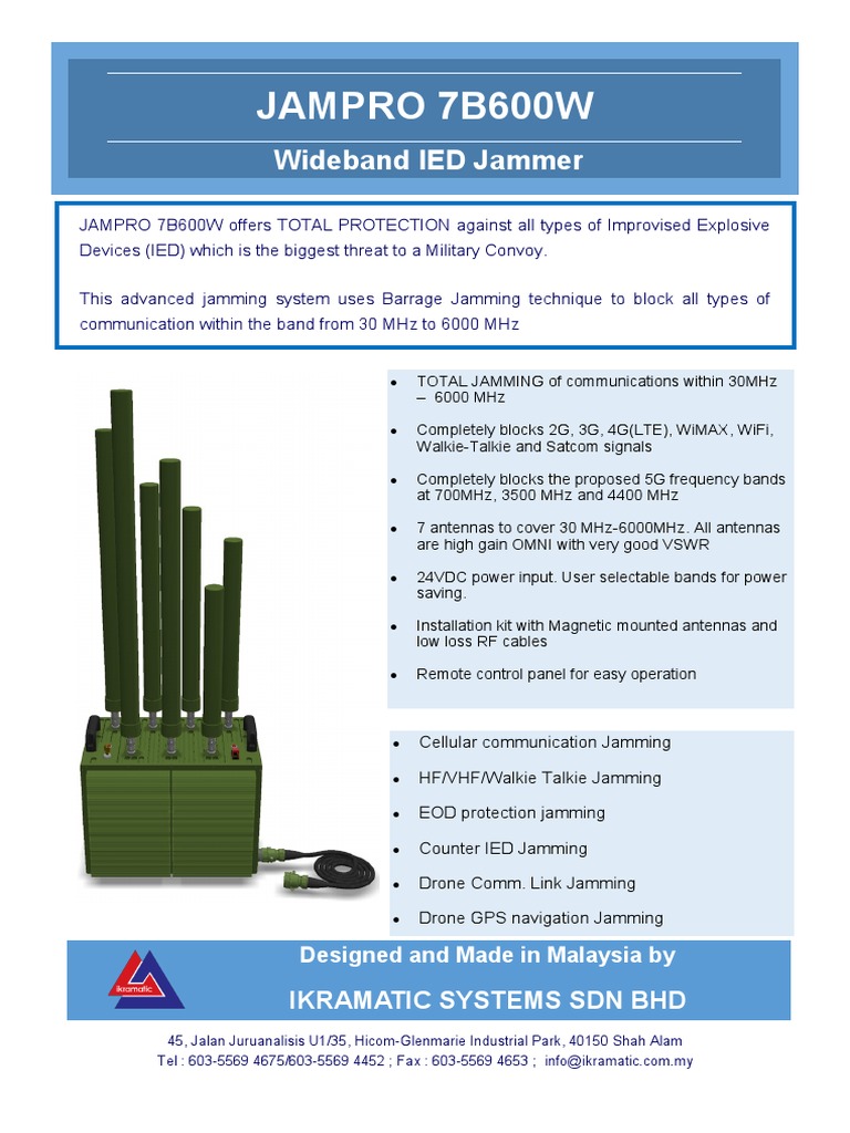 7B600W IED Jammer | PDF | Antenna (Radio) | Improvised Explosive Device