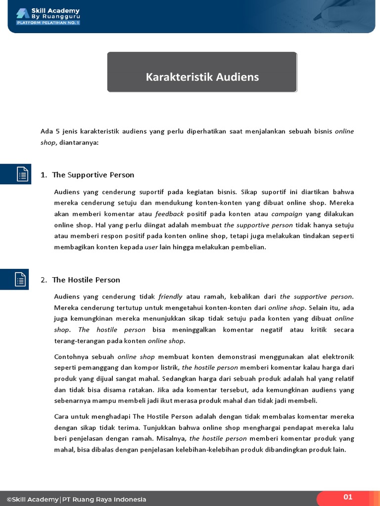 Karakteristik Audiens: 1. The Supportive Person | PDF