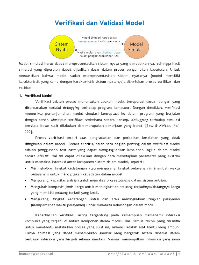 Verifikasi Dan Validasi Model | PDF