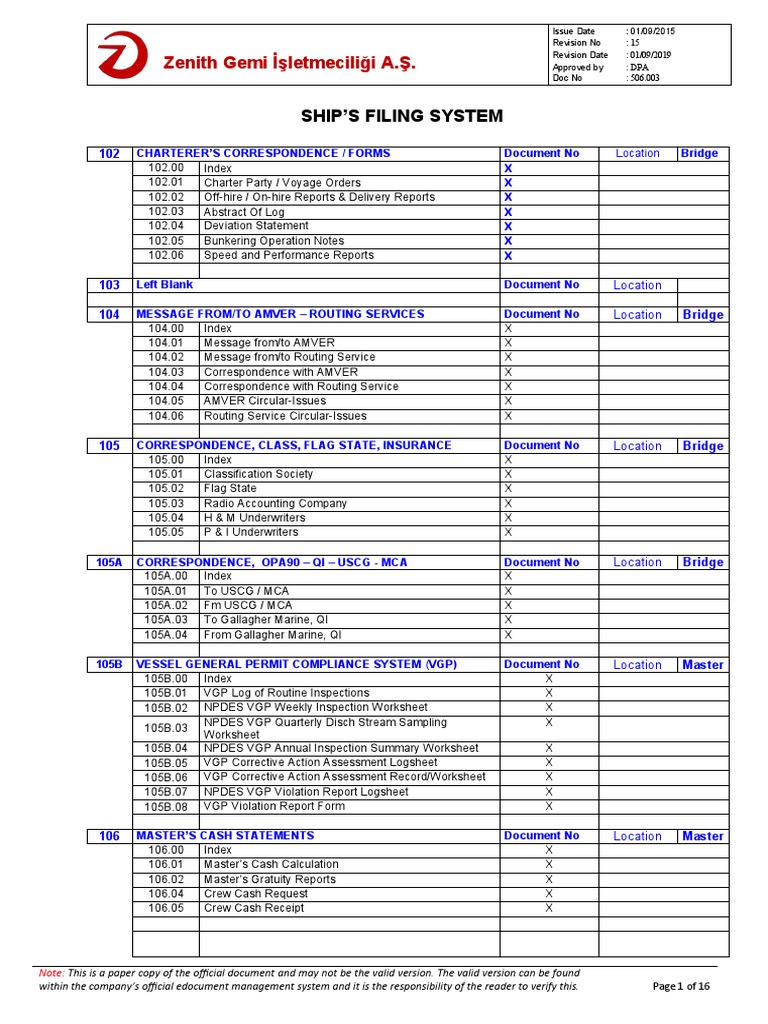 Ships Filing System Ver 15 | PDF | Receipt | Water Transport