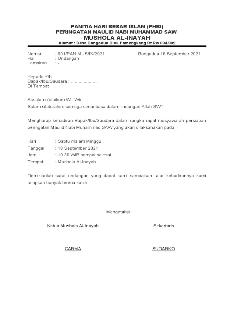 Undangan PHBI | PDF