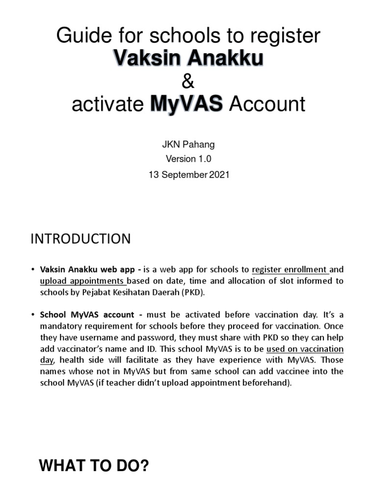 Vaksin Anakku and MyVAS Guide For Schools JKN Pahang | PDF | Software ...