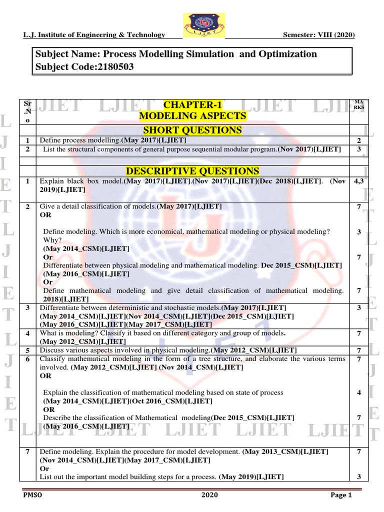 Q Bank Chem Pmso Viii 2020 | PDF | Mathematical Optimization | Linear Programming