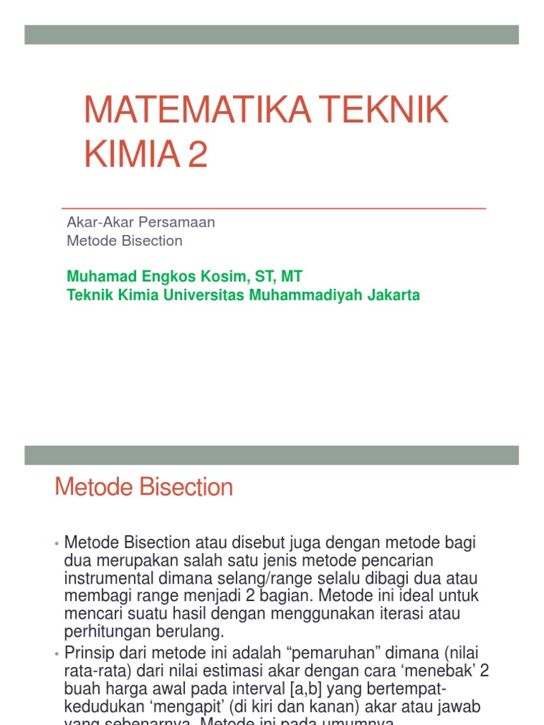 Metode Bisection untuk Mencari Akar Persamaan | PDF