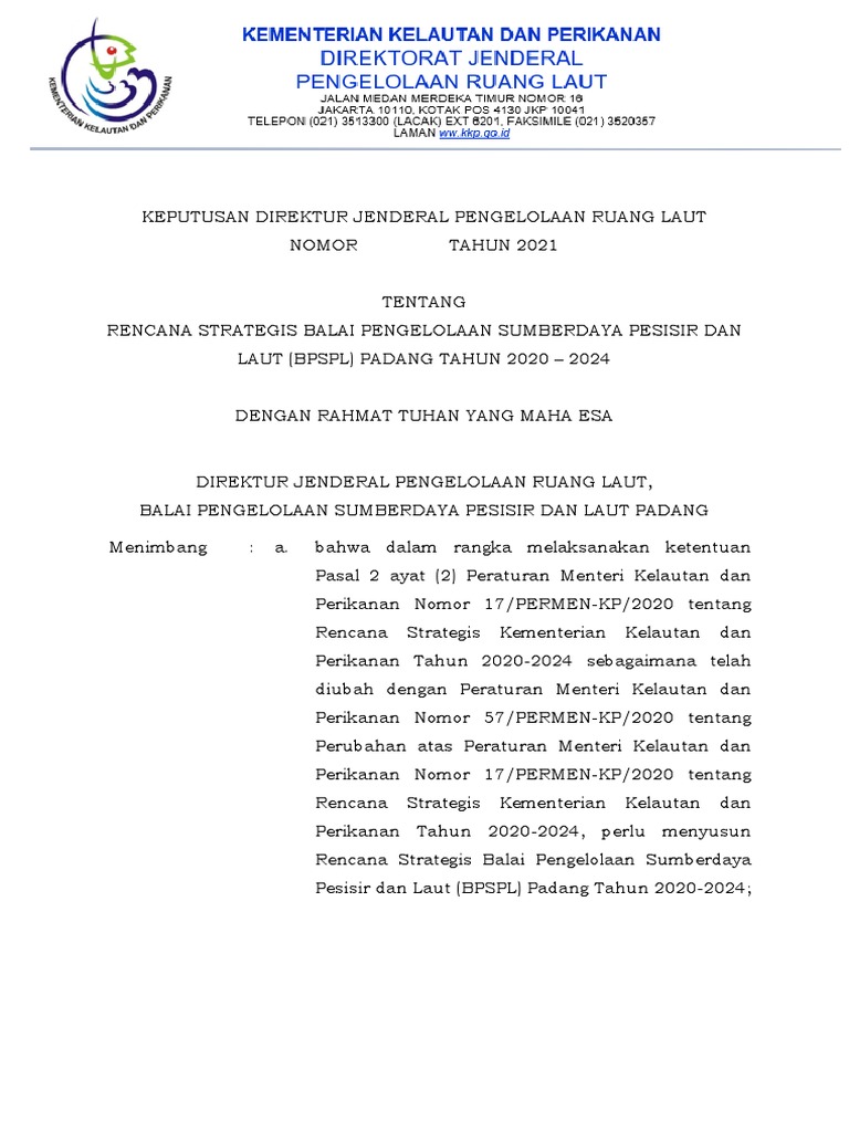 01 Draft Renstra - Hasil - Penyesuaian Format PRL | PDF