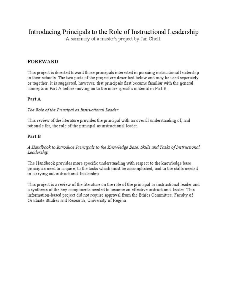 Principals as Instructional Leaders | PDF | Leadership | Teachers